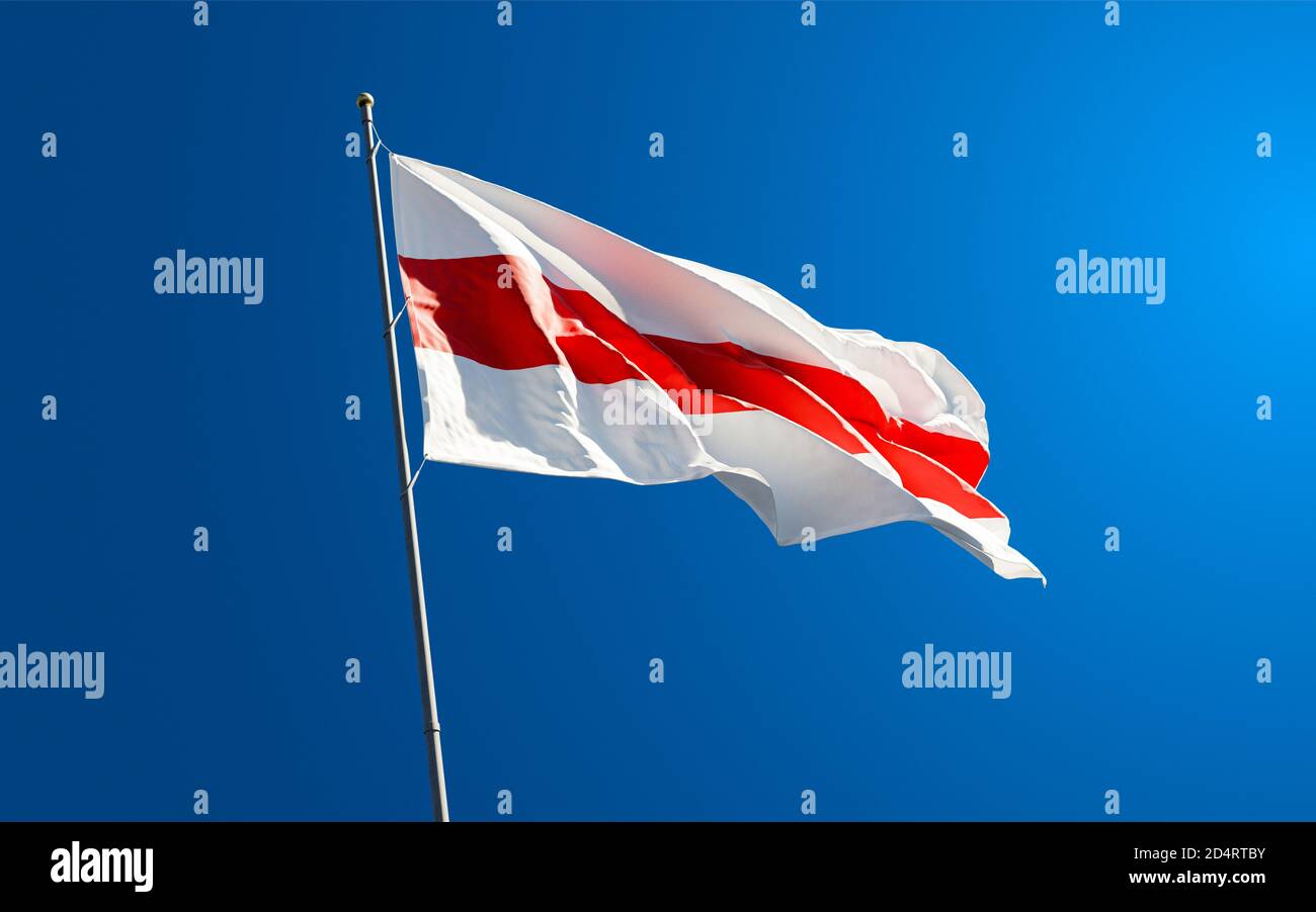 Belarus white-red-white national flag. New symbol of Belarussian ...