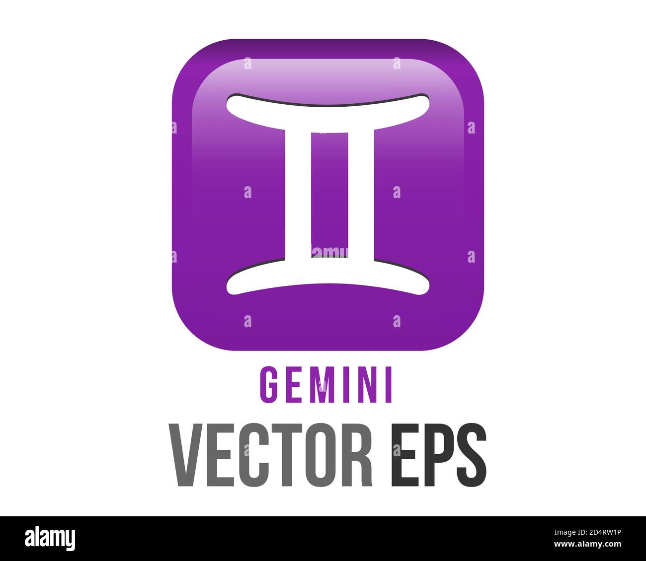 The isolated vector gradient purple Gemini astrological sign icon in ...