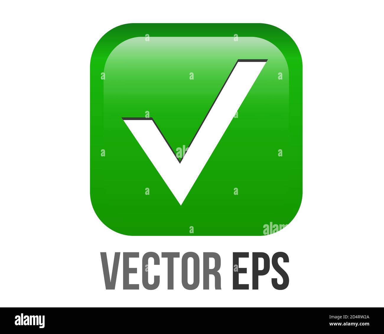 The isolated vector gradient bright green rounded square check mark ...