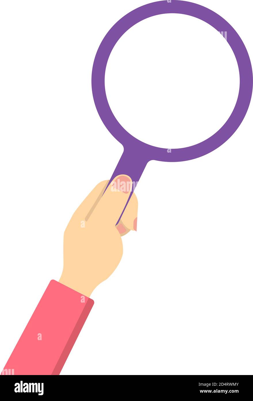 Hand holding magnifying glass vector illustration / female Stock Vector ...