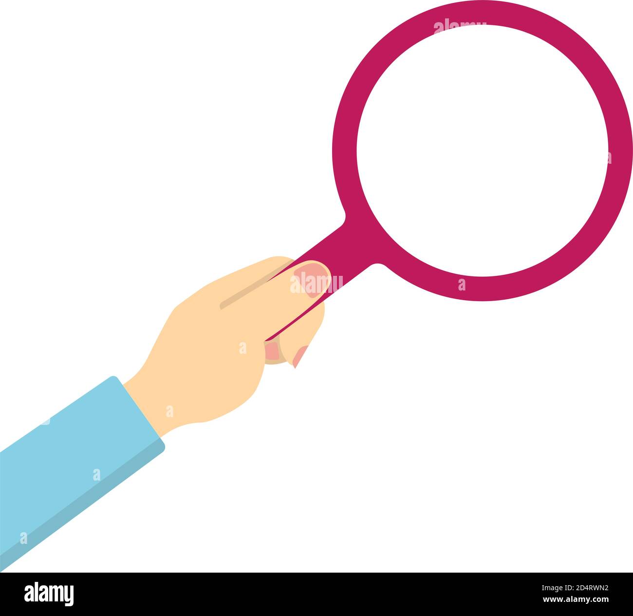 Hand holding magnifying glass vector illustration / female Stock Vector ...