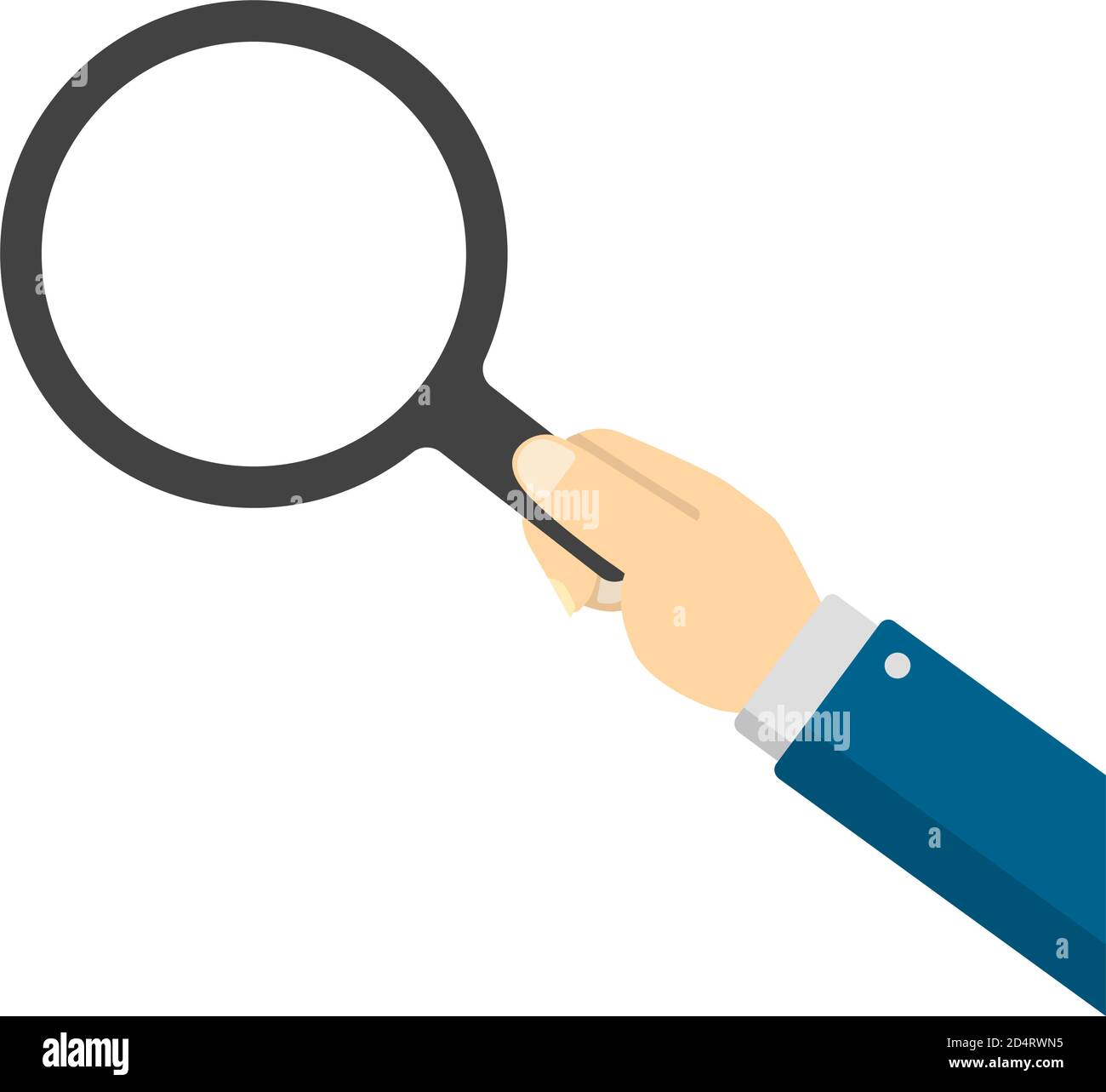 Hand holding magnifying glass vector illustration / male business ...