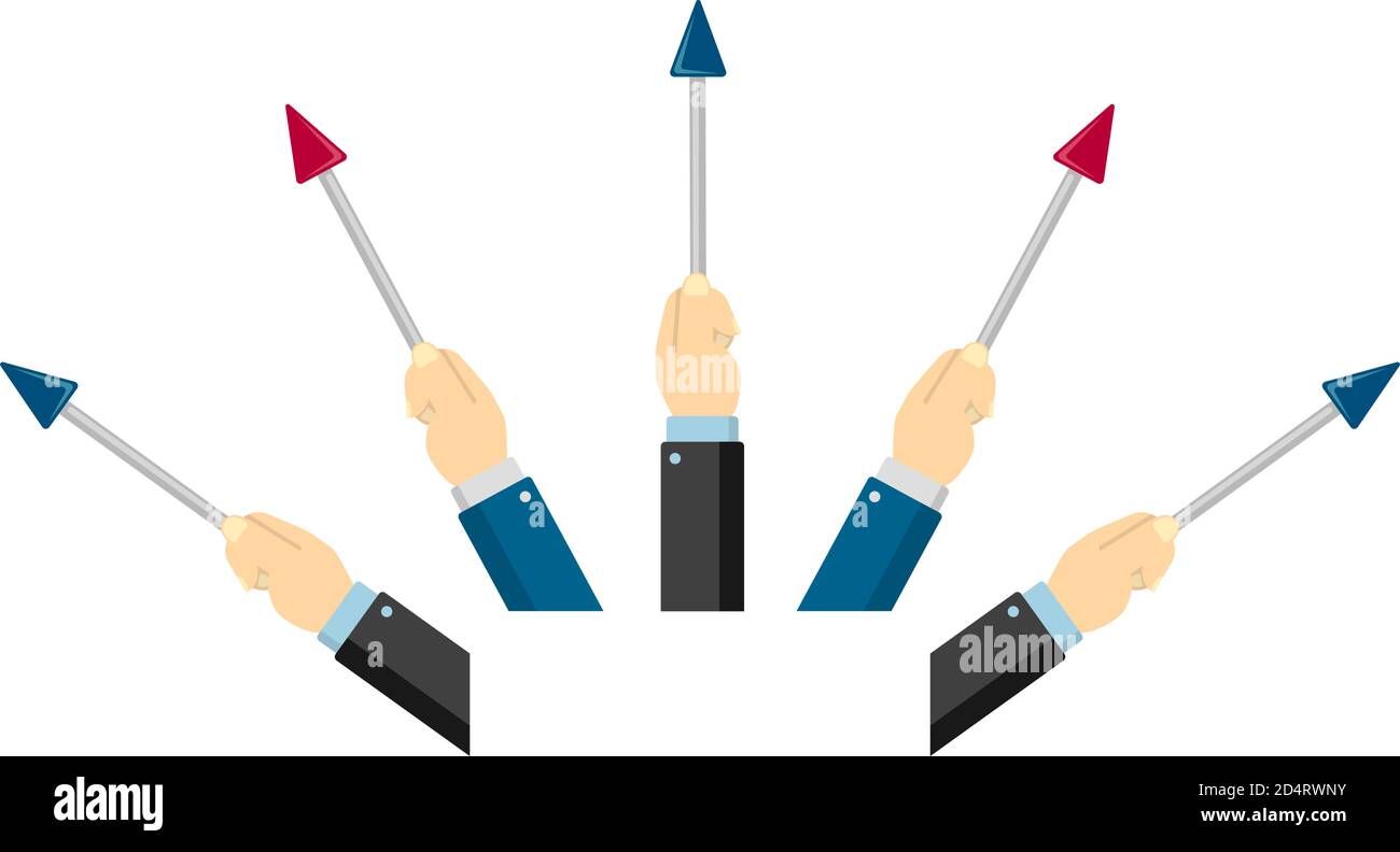 Hand holding pointing stick vector illustration set / business person ...