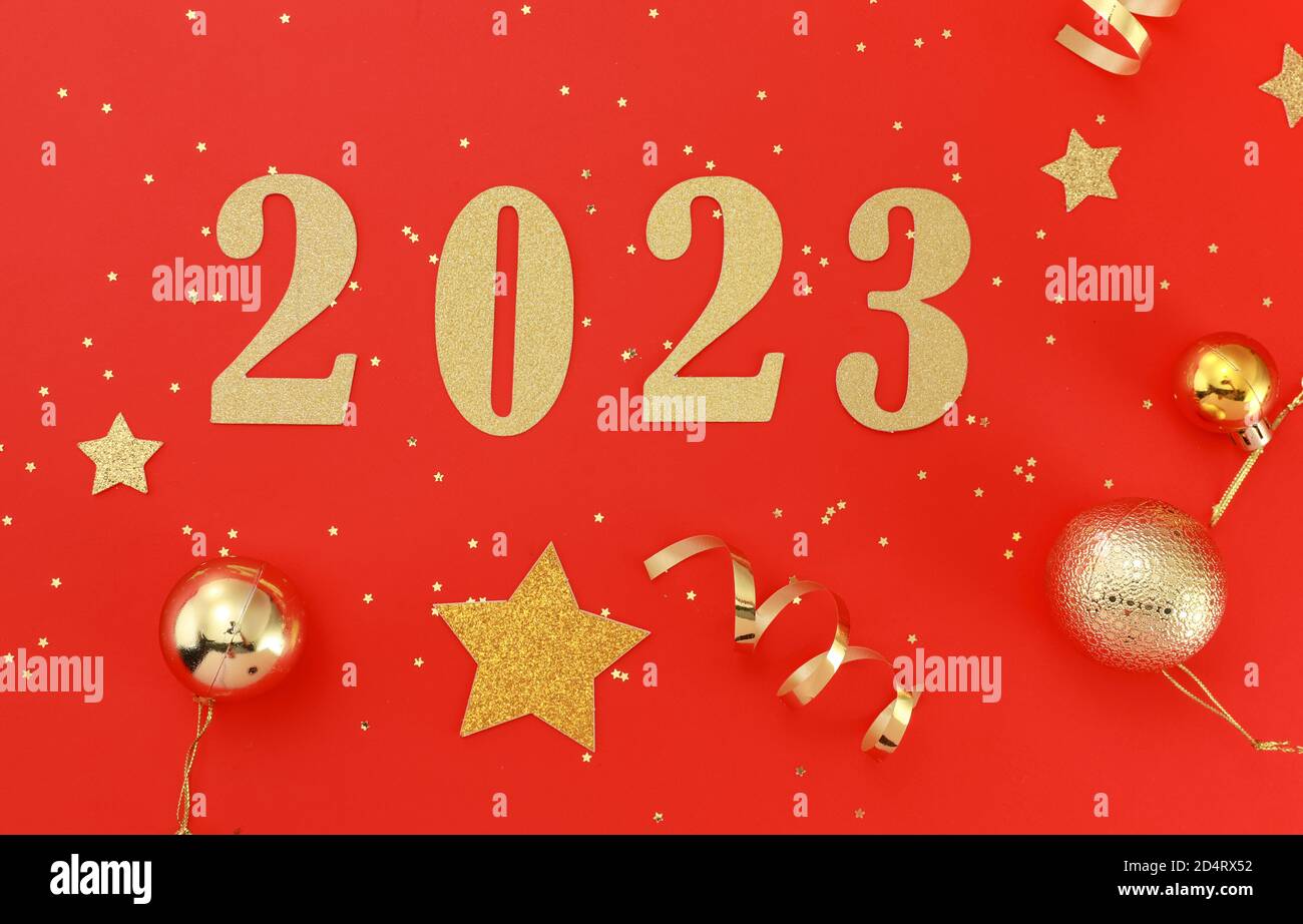 2023 on a bright red background - new year concept Stock Photo - Alamy