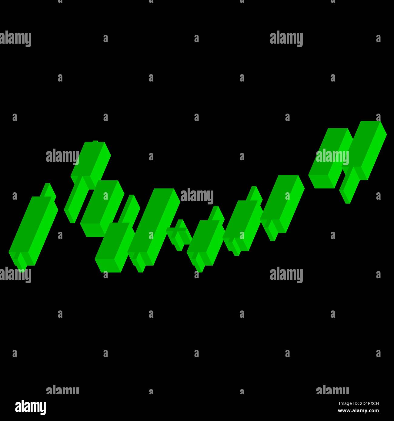An abstract green 3d candlestick chart uptrend pattern Stock Photo - Alamy