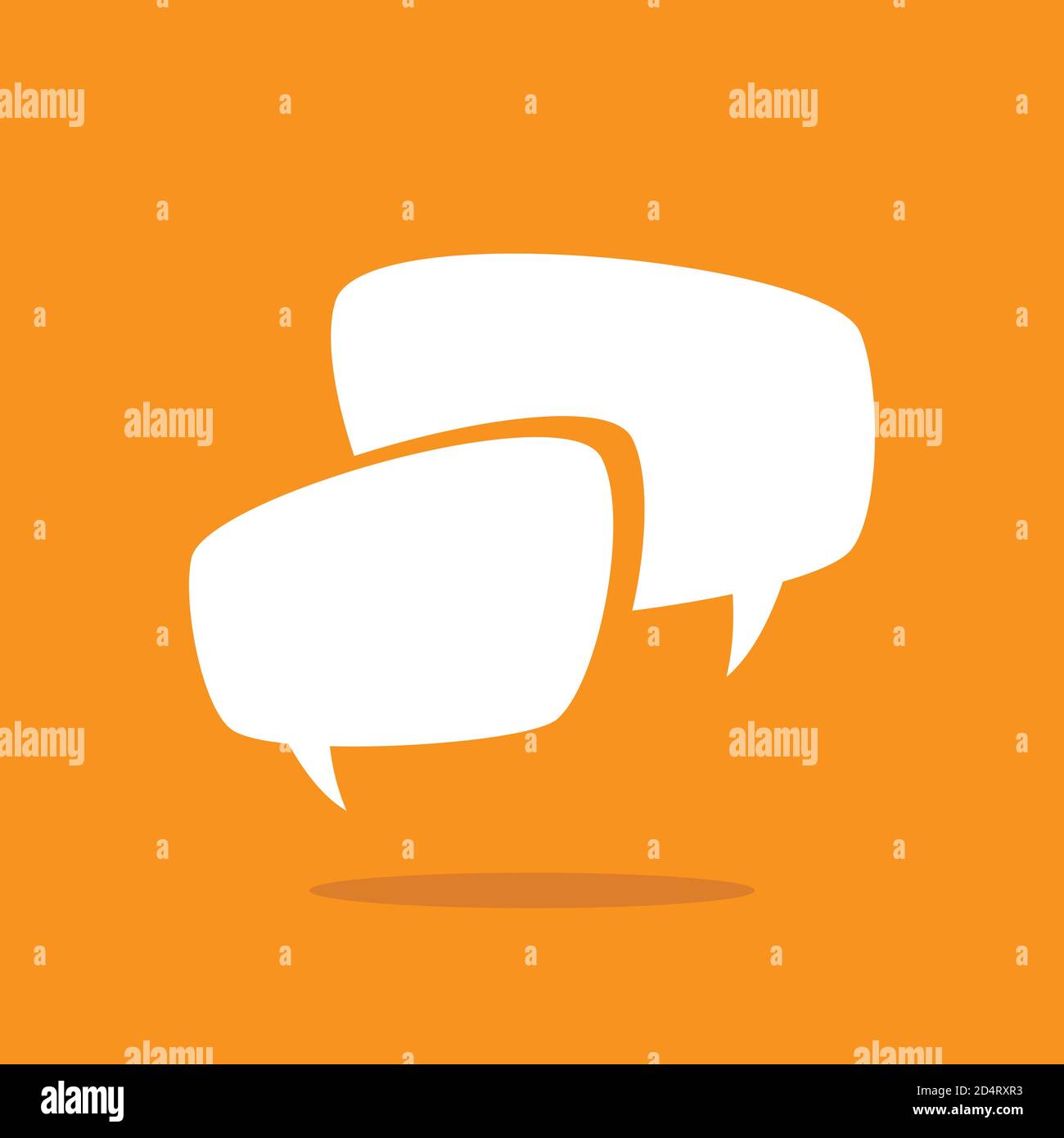 two chat speech bubbles isolated on red background. Vector flat icon ...