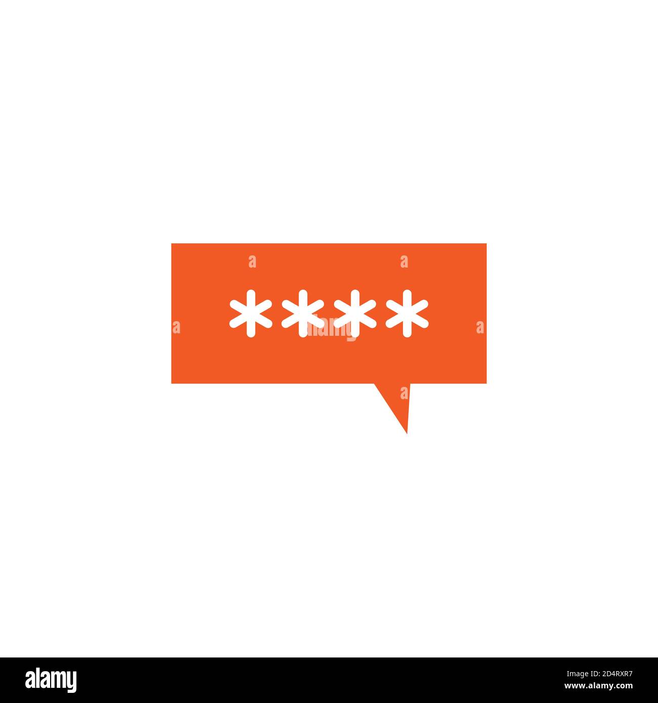four white asterisks footnote in red bubble icon. Password, parol, chat ...