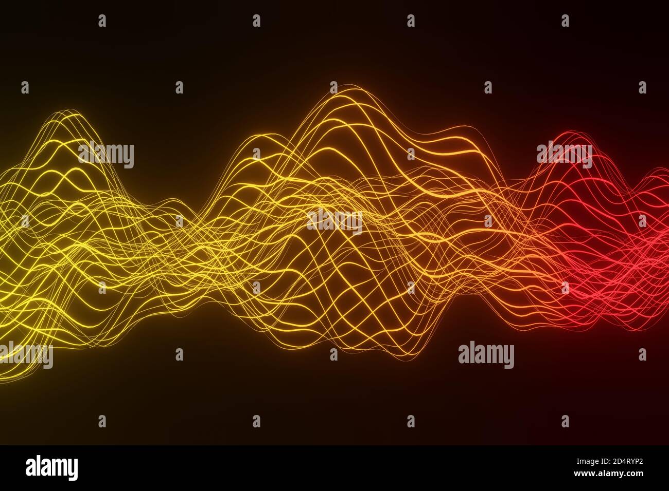 Illustration of yellow and red sound waves on a dark background Stock ...