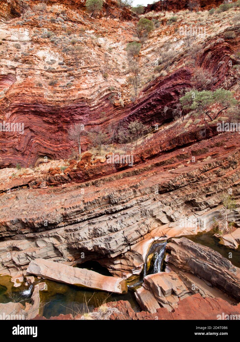 Folded ironstone layers evidence of geological uplift, Hamersley Gorge ...