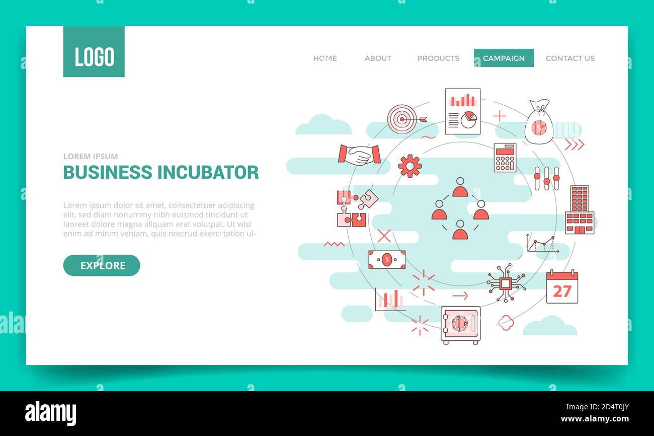 business incubator concept with circle icon for website template or ...