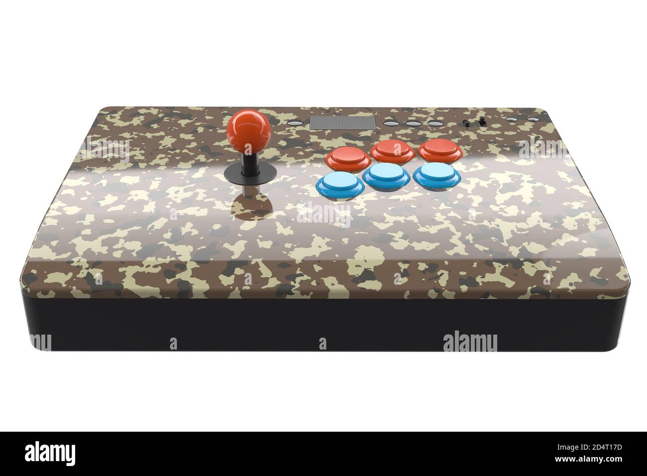 Vintage arcade game machine with colorful controllers isolated on white ...