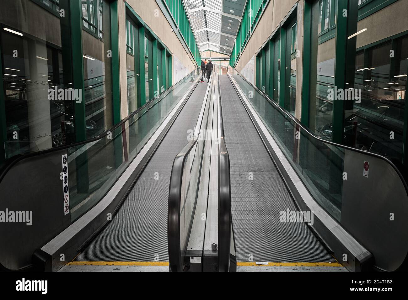 Shoppers on the pedestrian escalator at the Morrisons superstore ...