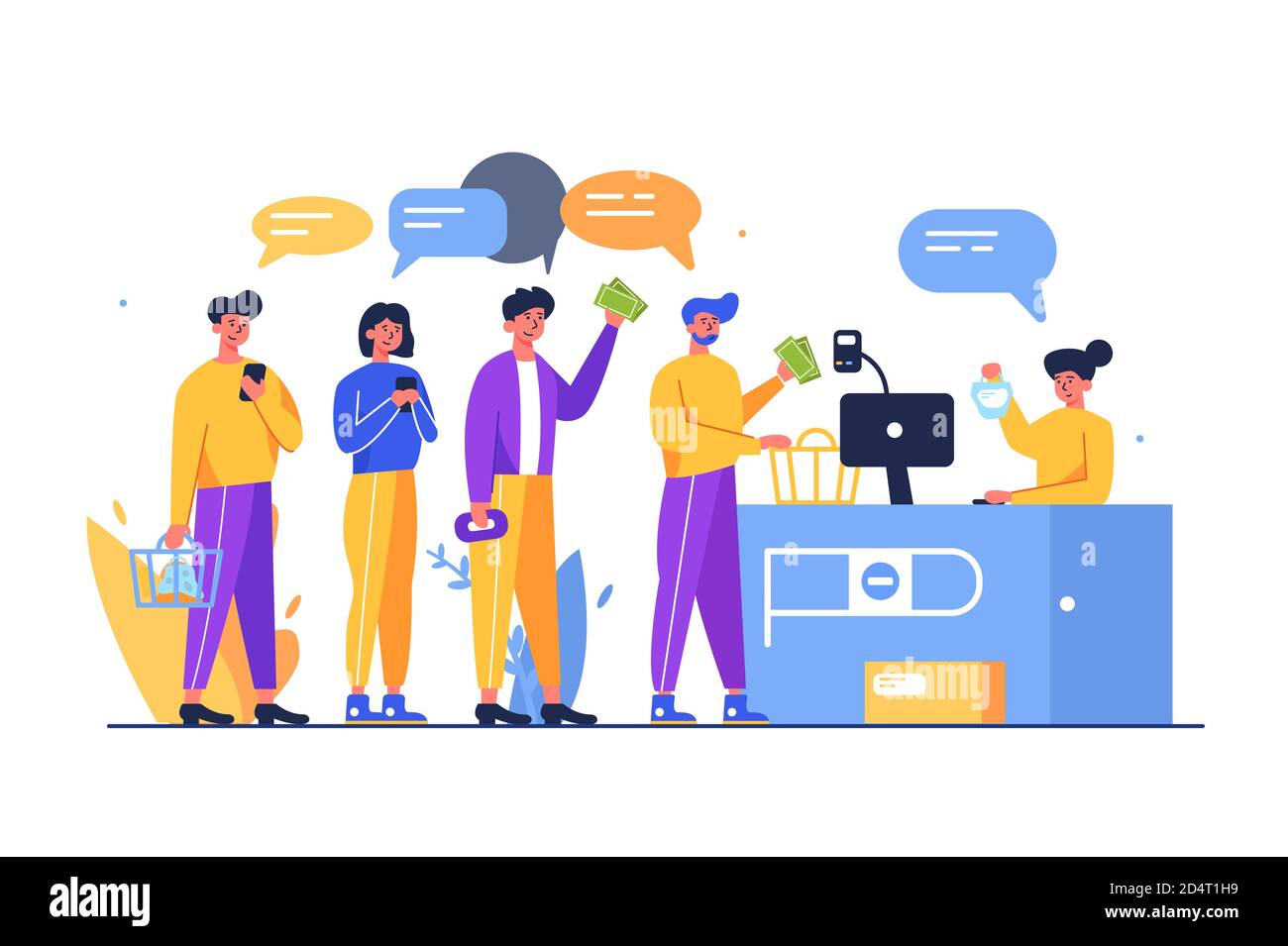 Checkout counter line Stock Vector Images - Alamy