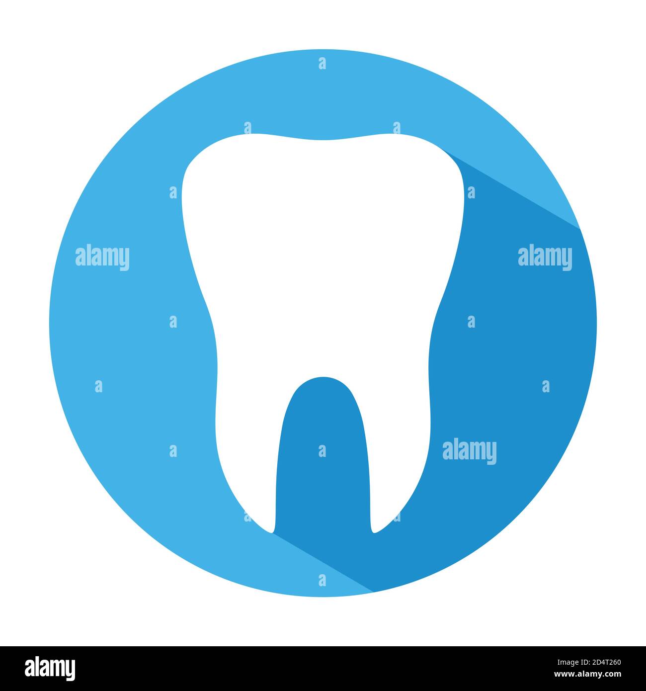Tooth flat icon isolated in blue circle and on white background. Tooth ...