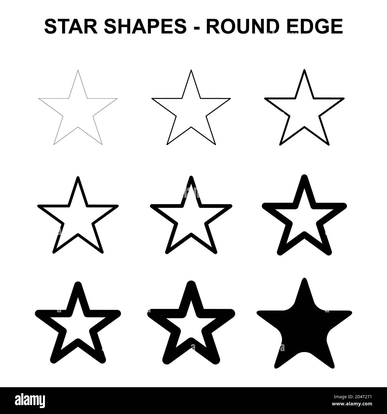 Set of star symbol icon, collection of line sign shape, graphic vector ...