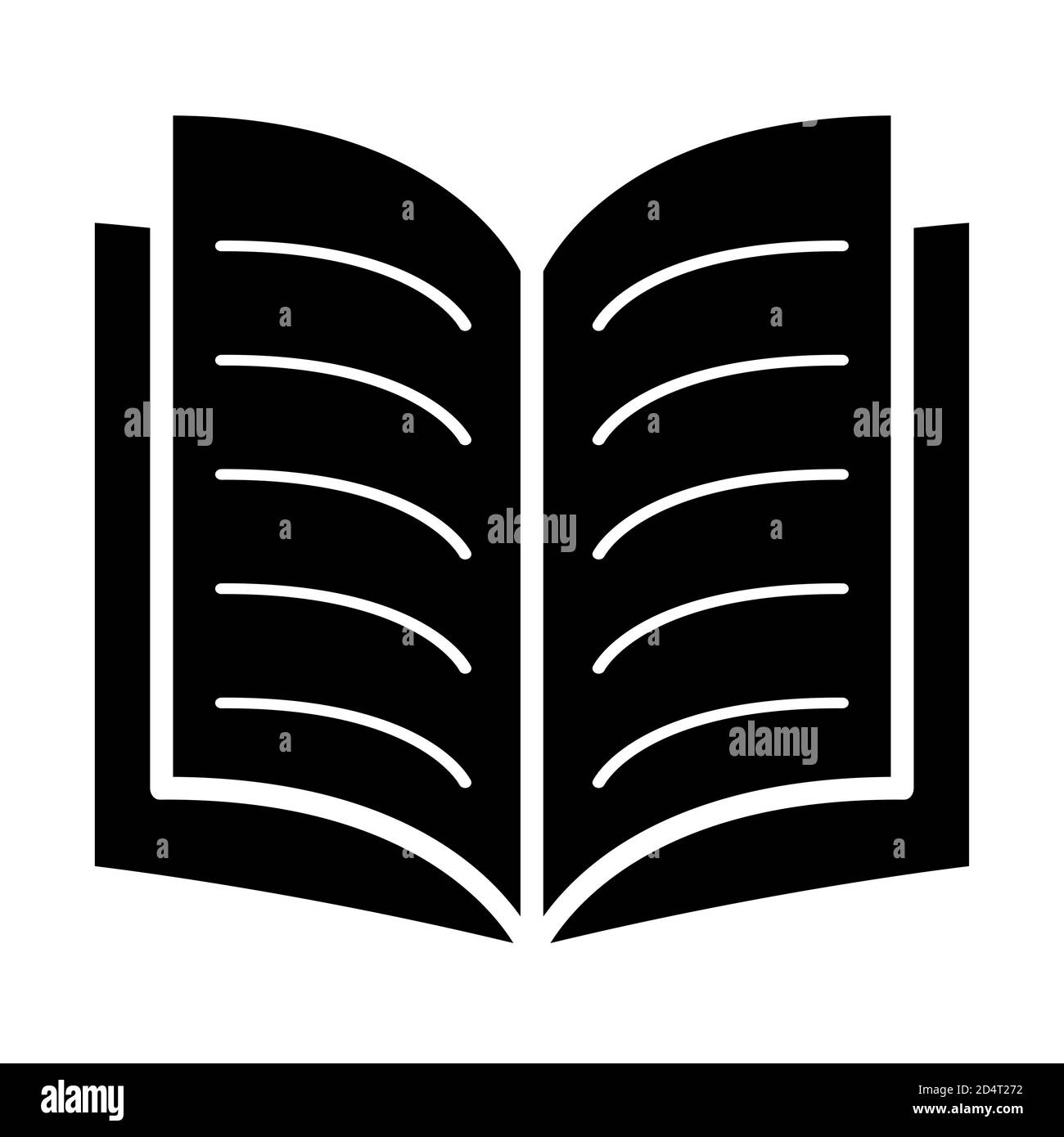 Book icon, open education textbook, library vector illustration symbol ...