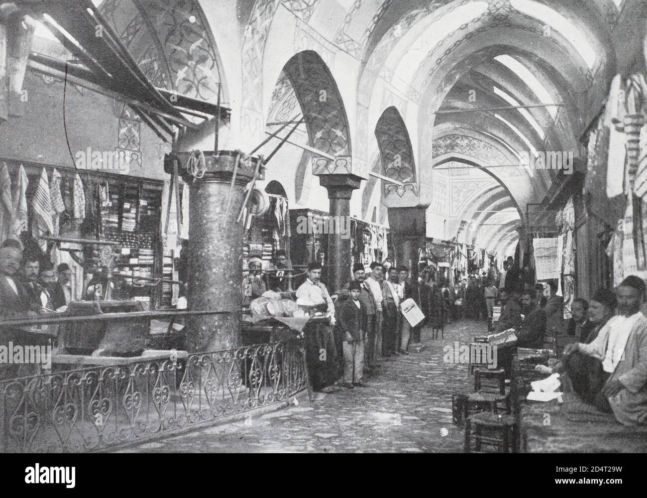 The interior of the Grand Bazaar in Istanbul in the 19th century Stock ...