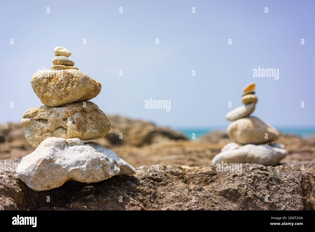 Balanced stones on the beach in Lak-Lam Ru National Park Thailand Stock ...