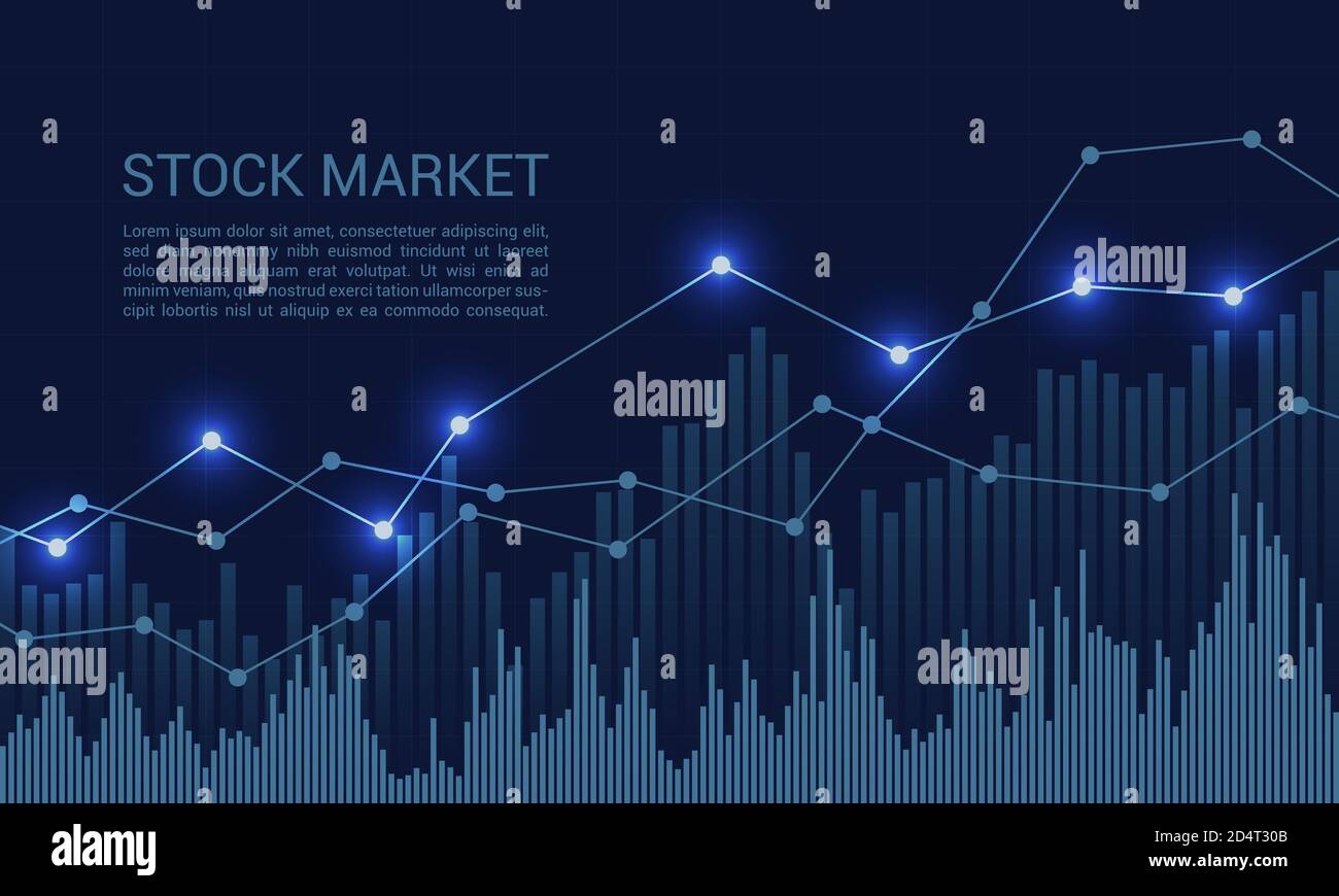 Blue stock market or financial chart with rising and increase trend and ...