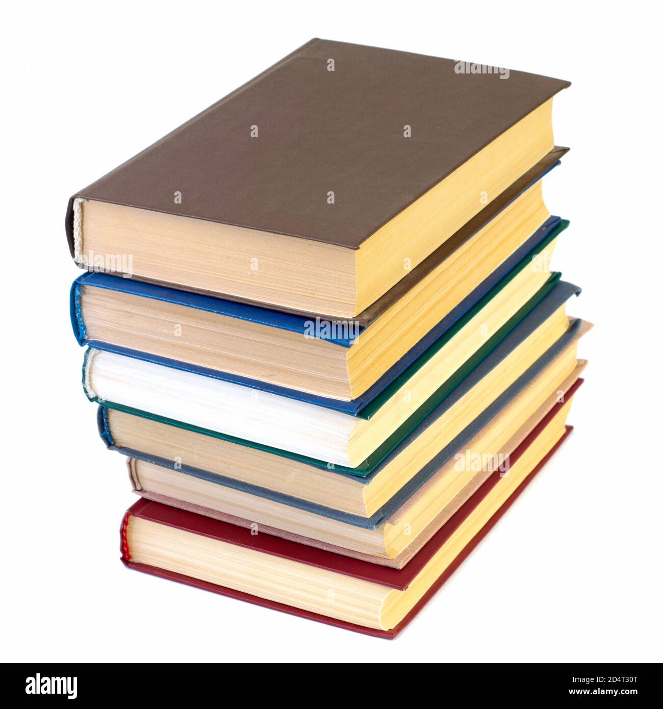 stack of six books isolated on white background Stock Photo - Alamy