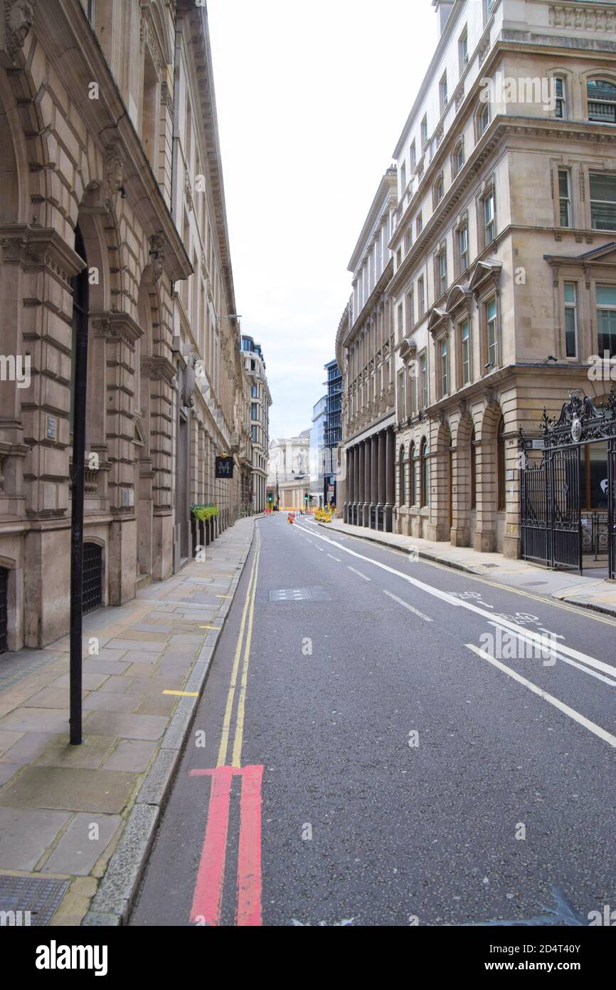 Empty street in City of London during 2020 lockdown Stock Photo - Alamy