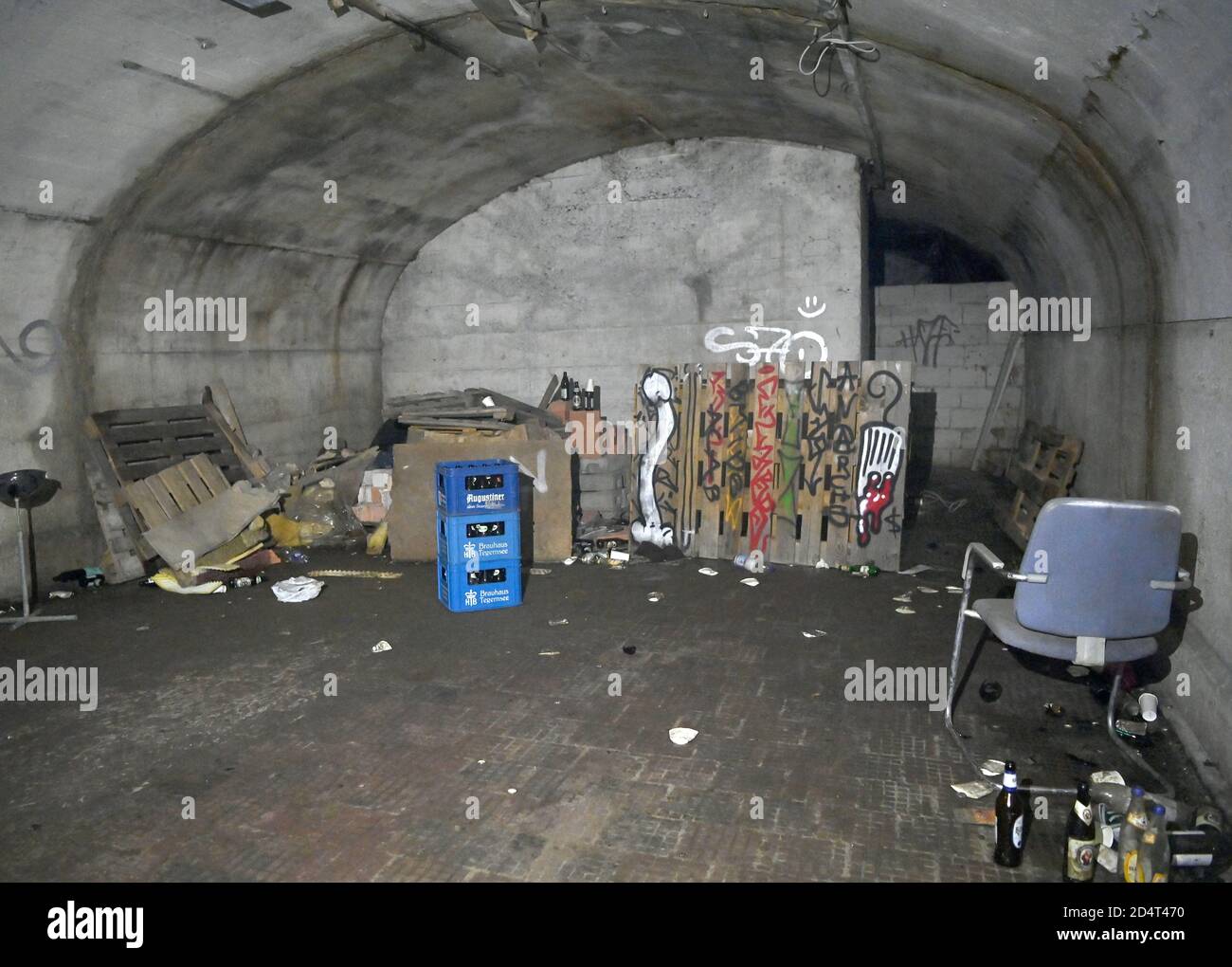 Munich, Germany. 11th Oct, 2020. Beer crates stand in the interior of a ...