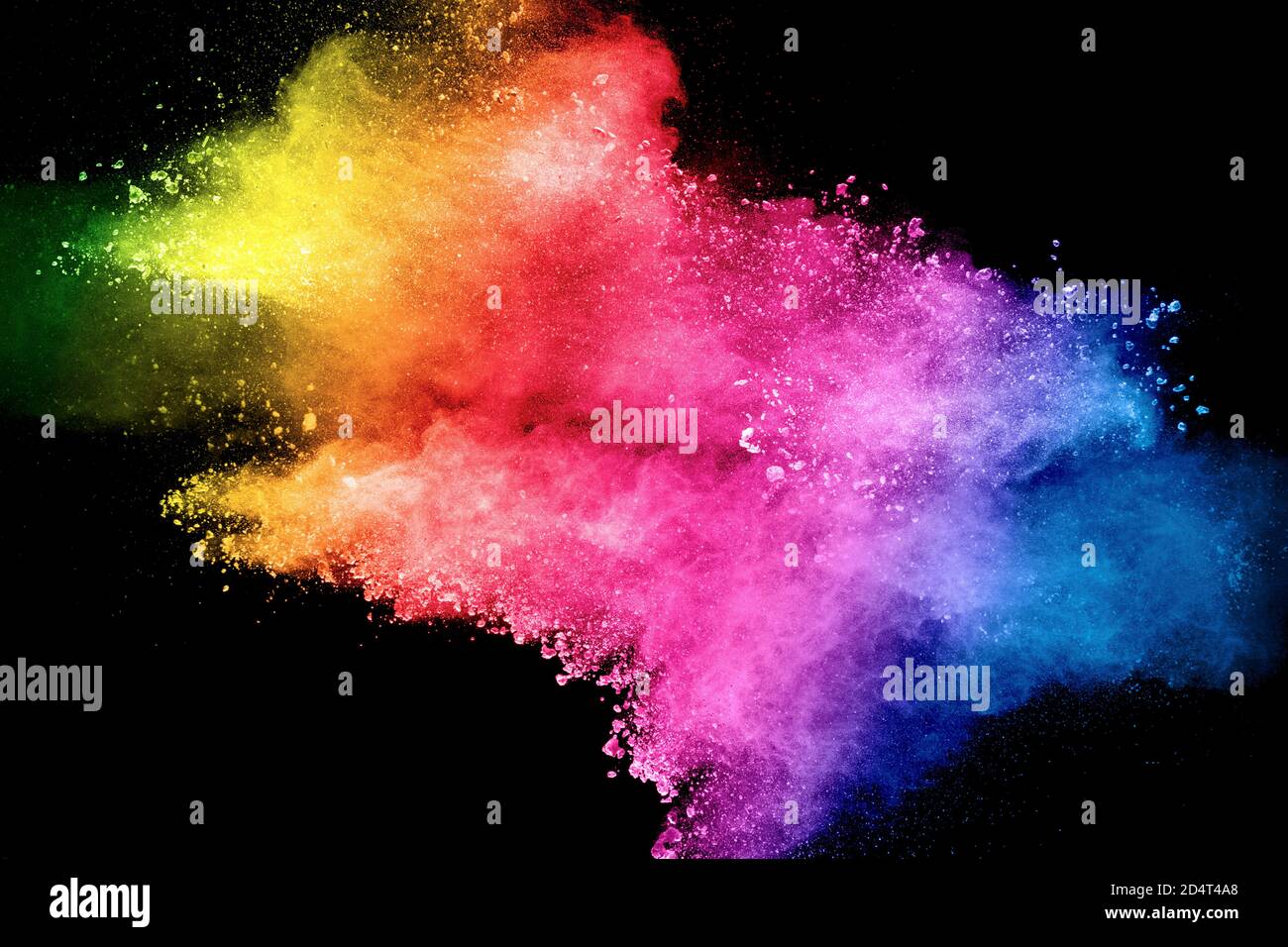 Pastel color dust particle splashing.Colorful powder explosion on ...