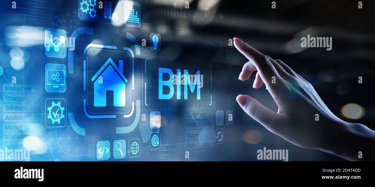 BIM Building Information Modeling Technology concept on virtual screen ...