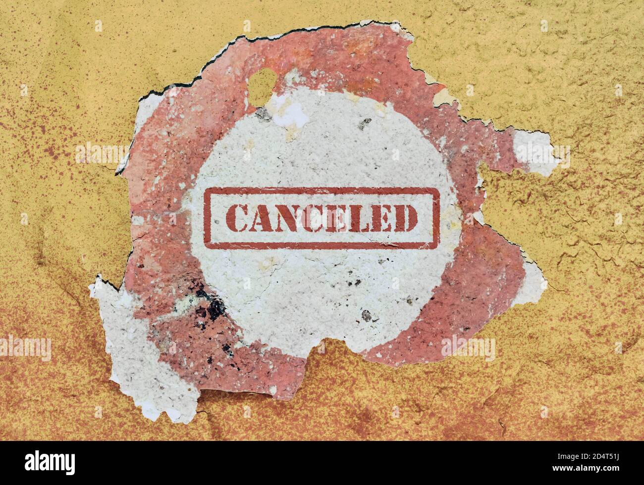 Word Canceled written in red color on a damaged wall Stock Photo - Alamy