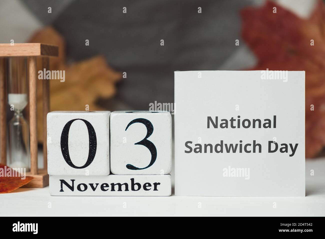 National Sandwich Day of autumn month calendar November Stock Photo - Alamy