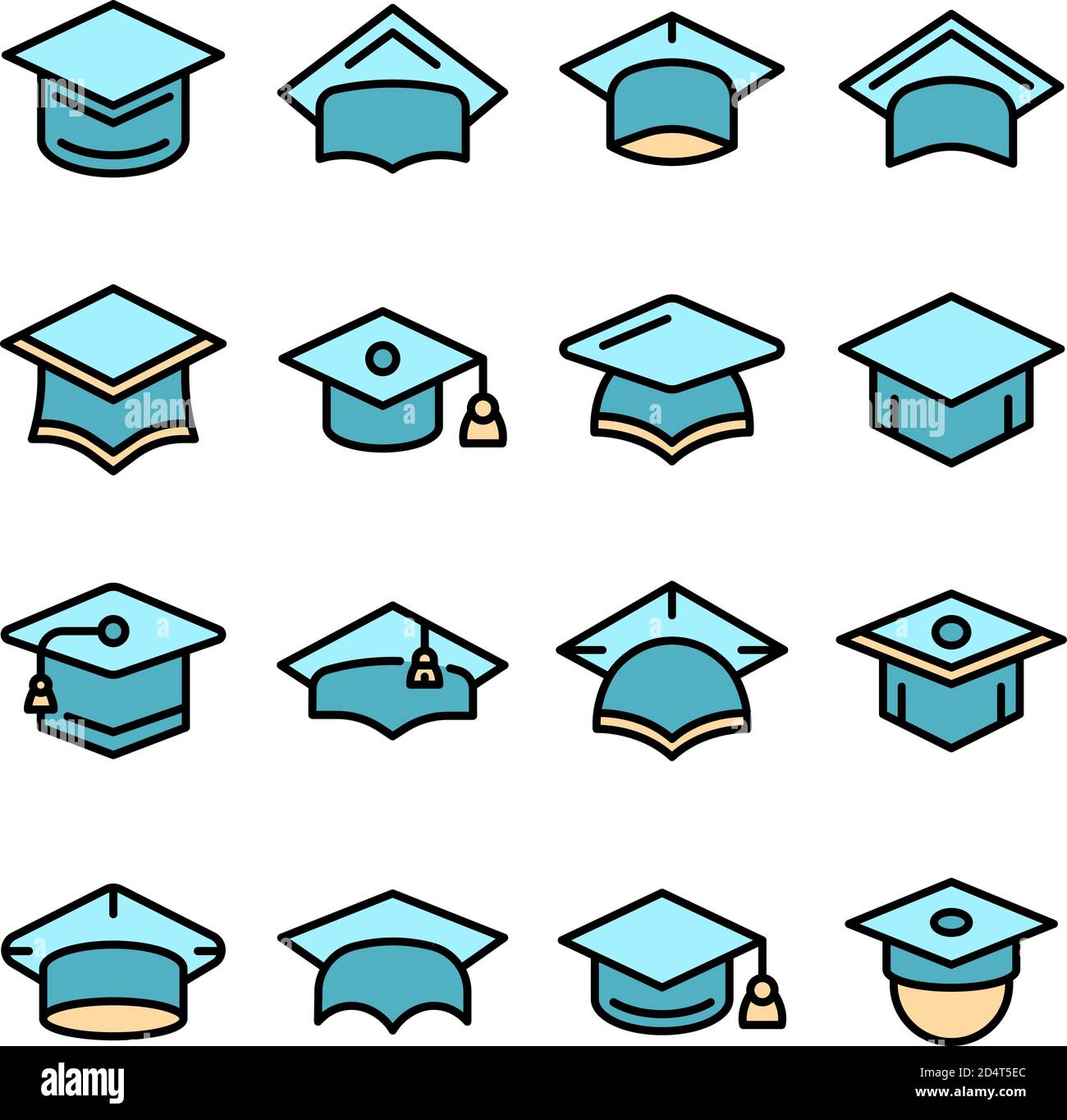 Graduation hat icons set vector flat Stock Vector Image & Art - Alamy