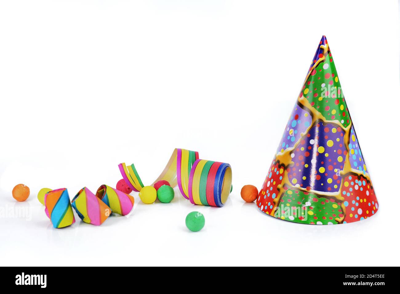 colorful items for event celebration isolated on white background Stock ...