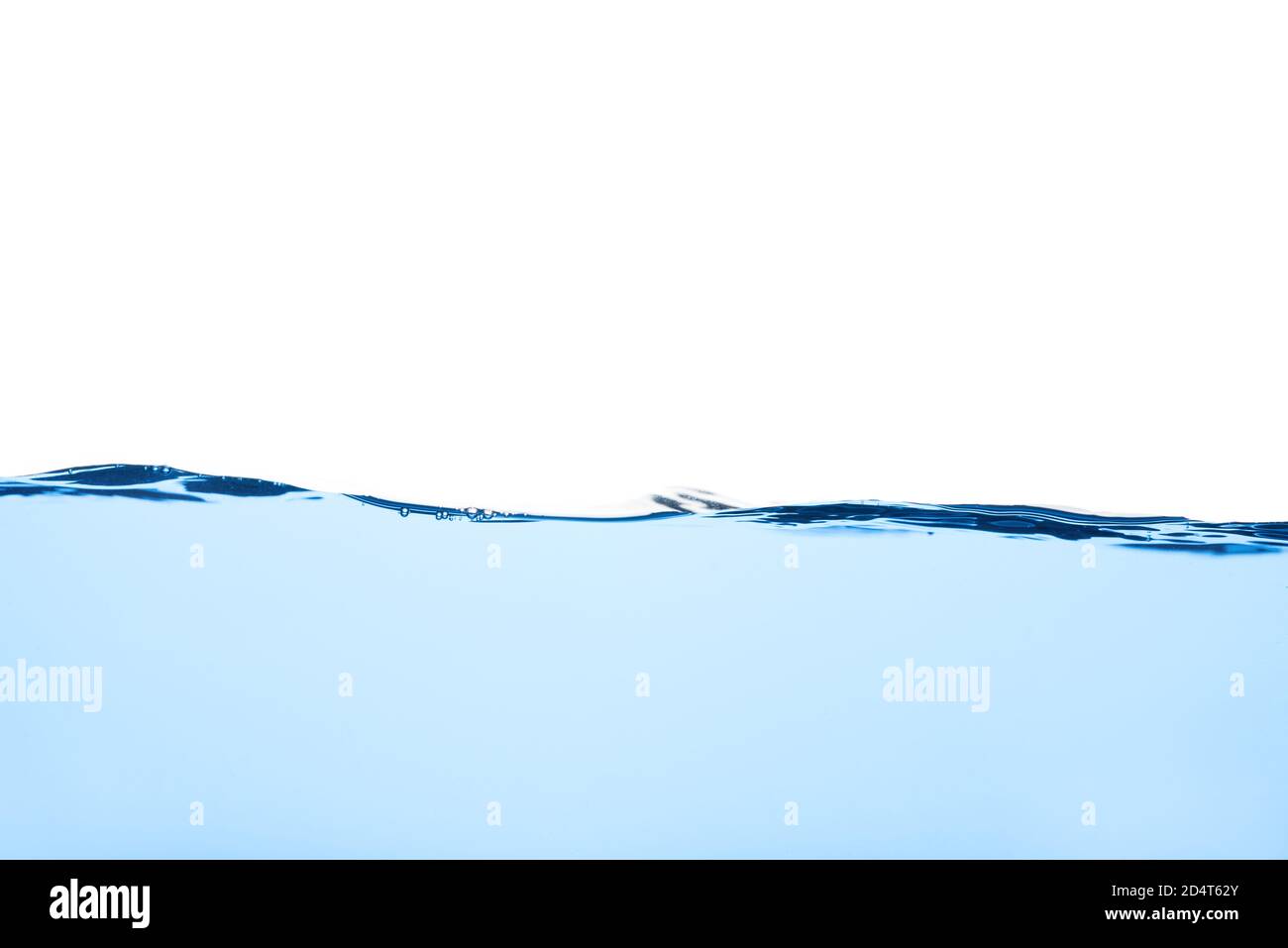 Abstract clean flow ripple surface on liquid. Light blue water wave with air bubbles and a ...