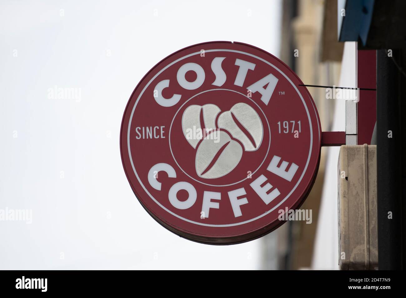 A close-up of a Costa Coffee shop sign in Cardiff, Wales, United ...