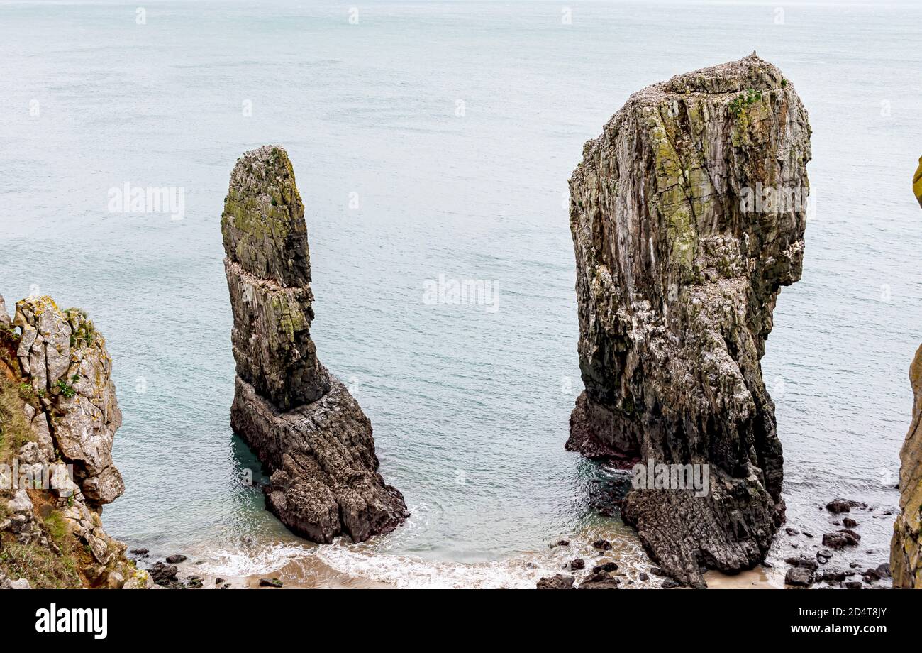 Stack Rocks & The Green Bridge of Wales Stock Photo - Alamy