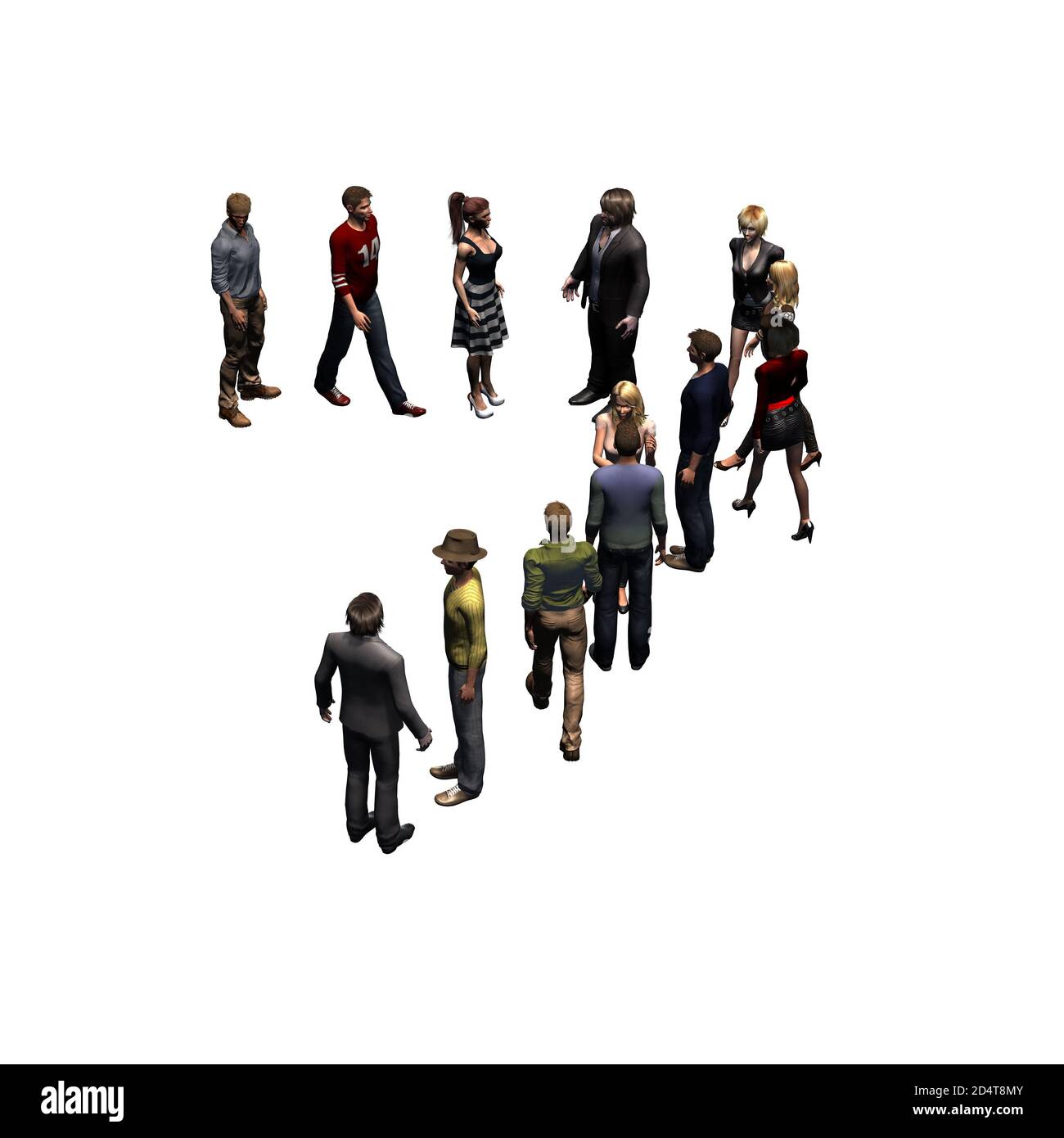 people - arranged in number 7 - without shadow - isolated on white ...