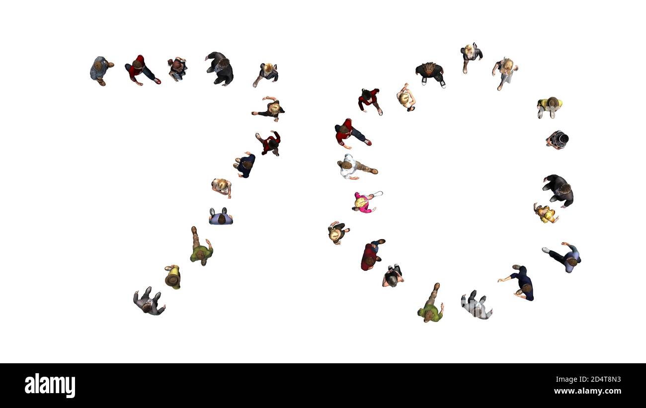 people - arranged in number 70 - top view without shadow - isolated on ...