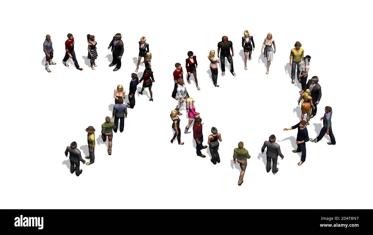 people - arranged in number 70 - with shadow - isolated on white ...