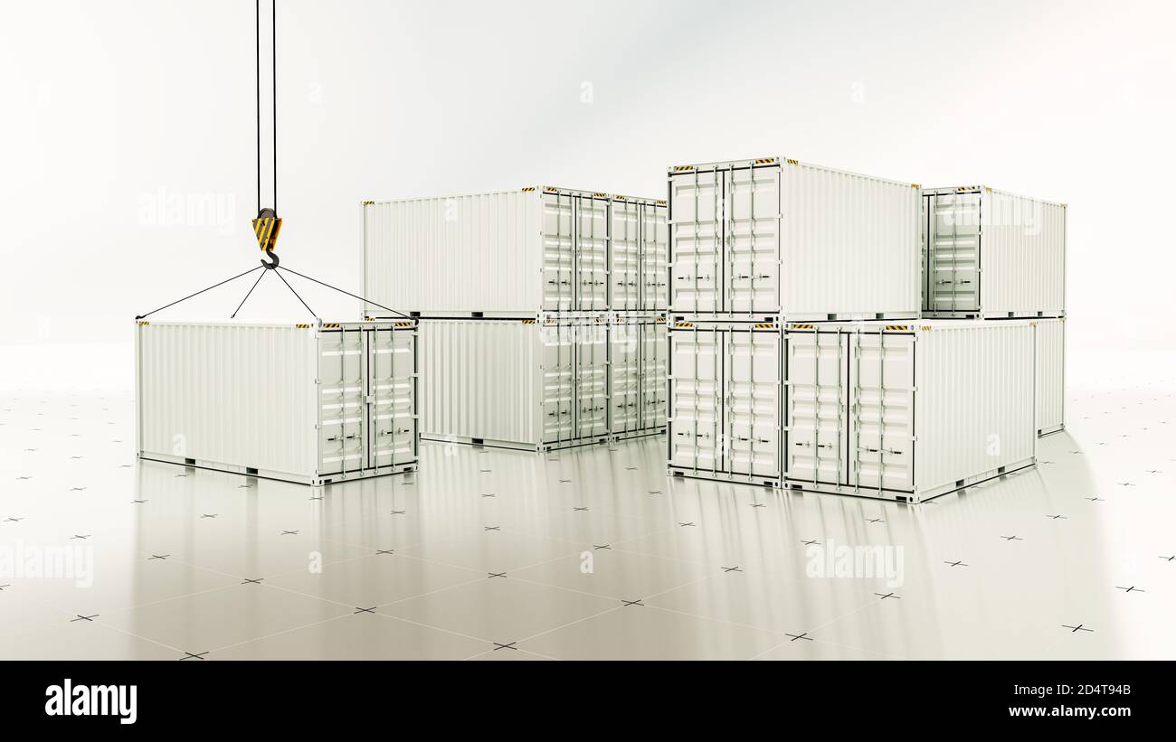 Group transport containers at the technological background Stock Photo ...