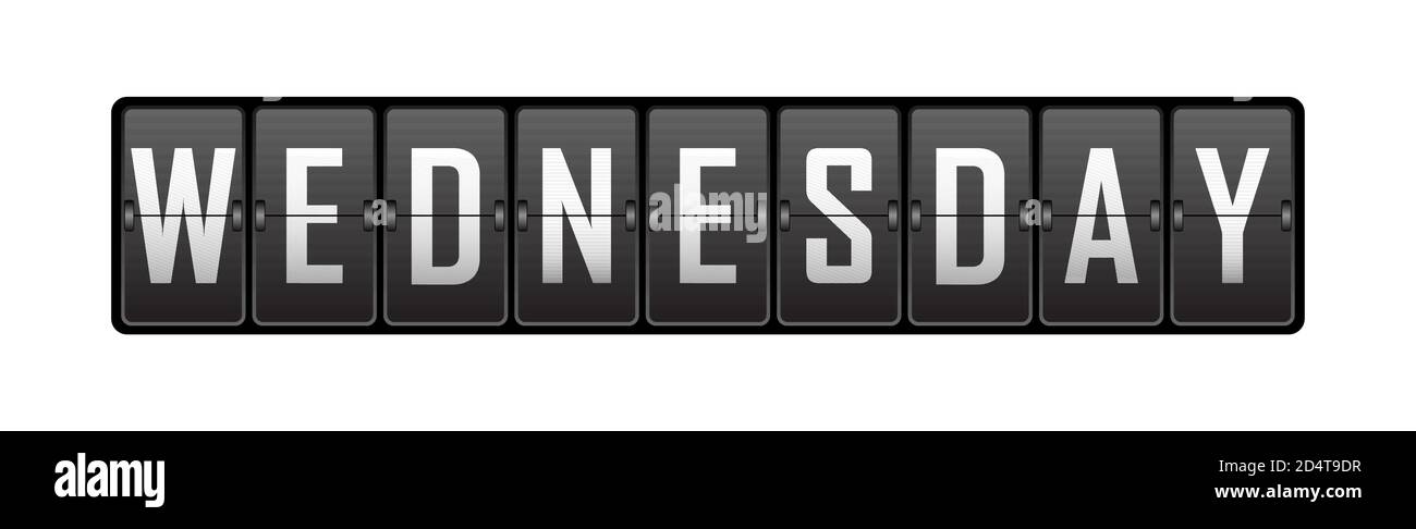 Wednesday. Name of the day of the week on the cells of the mechanical ...