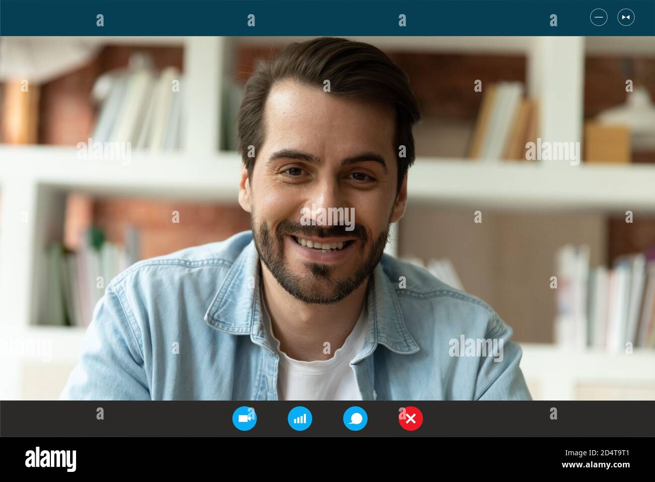 Screen view of man speak on video call Stock Photo - Alamy