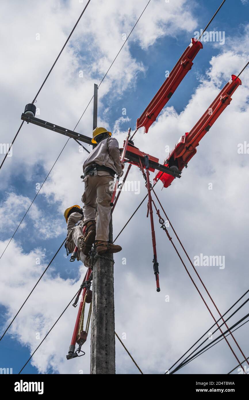 The lineman used tie stick to carve the tie wire used to wrap the ...