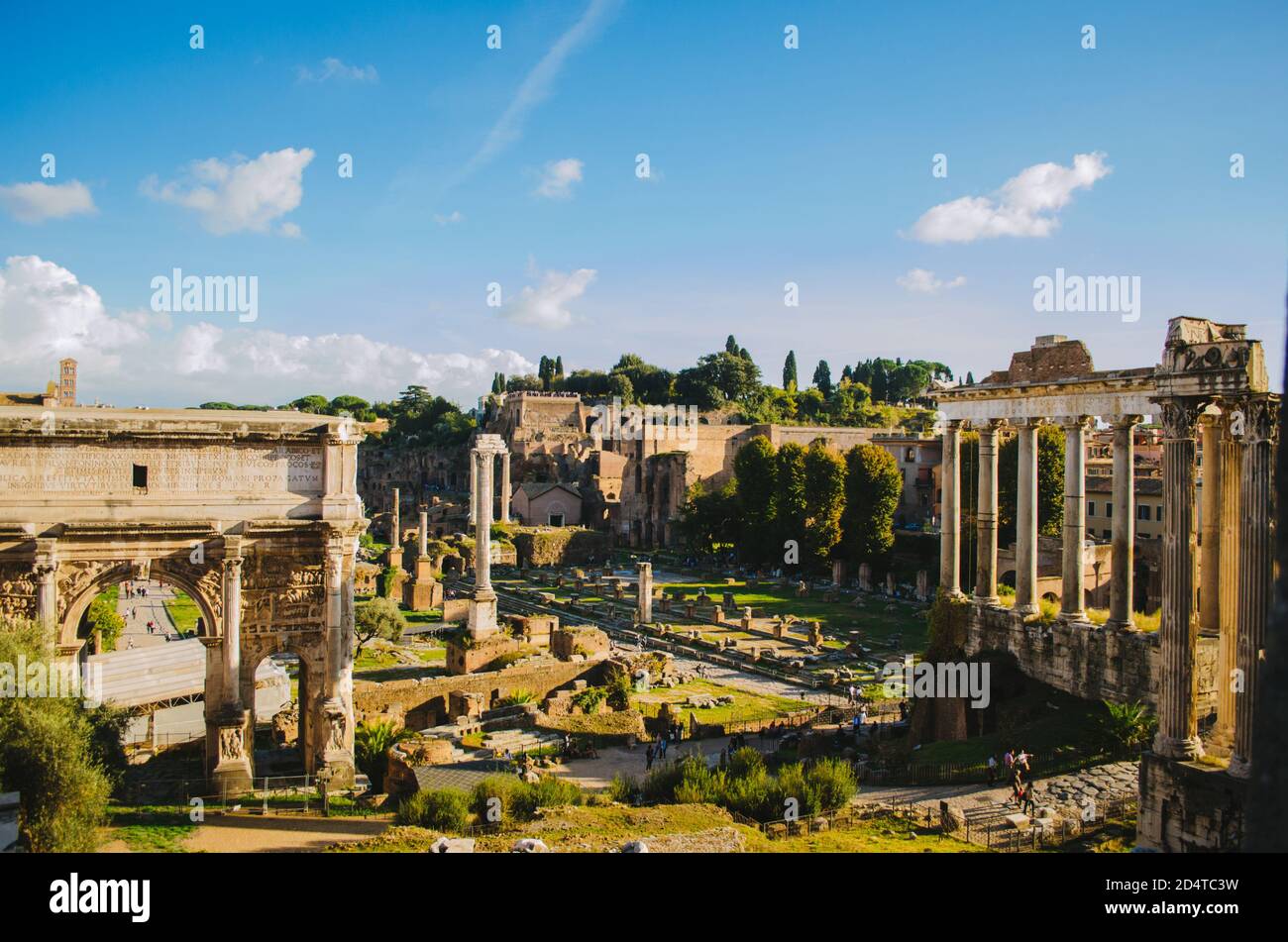 Rome, Italy - Panoramic view on the Roman Forum, Tiberius Palace and ...