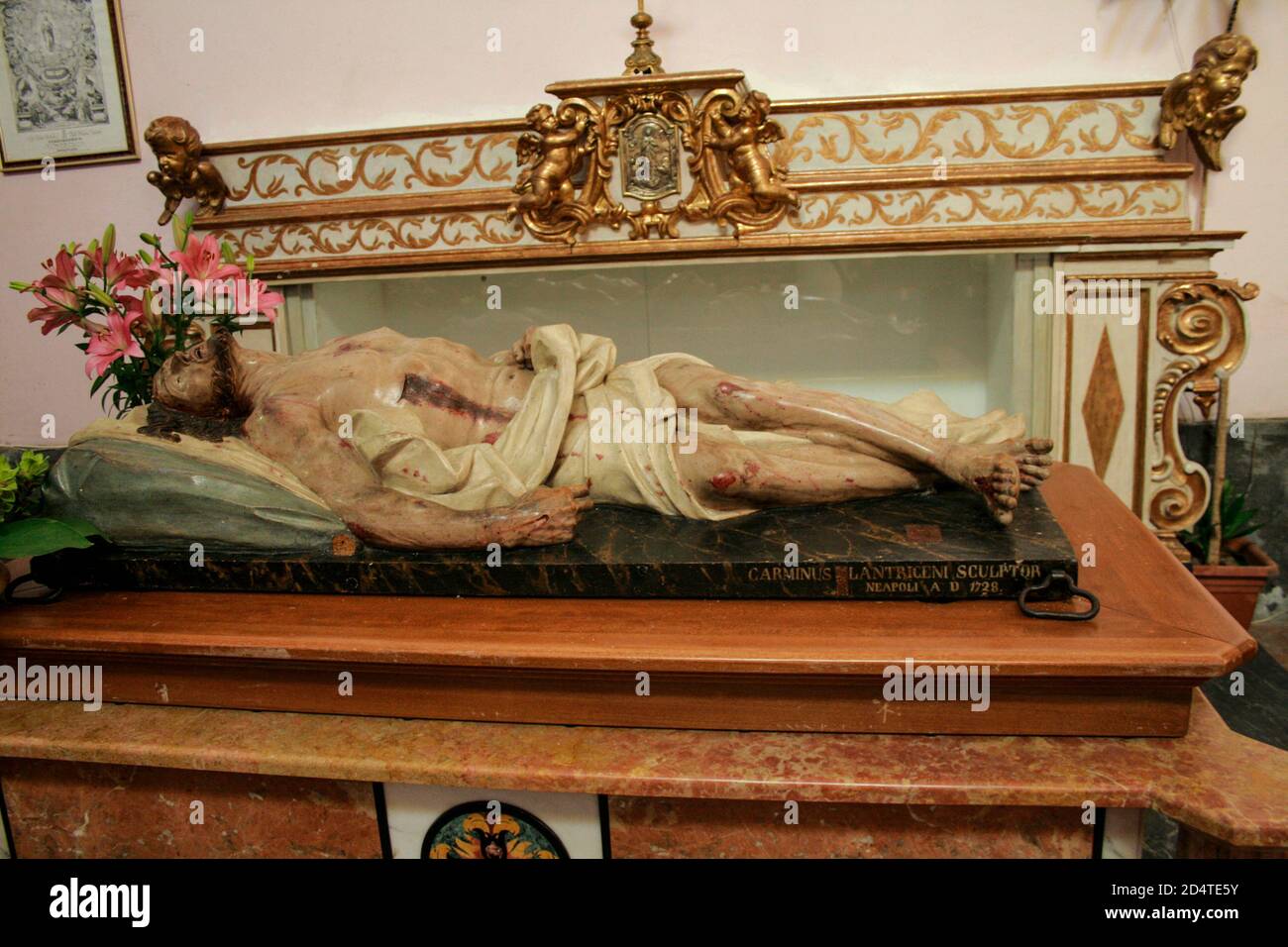 Procida, Province of Naples, Campania, Italy. Wooden sculpture of the ...