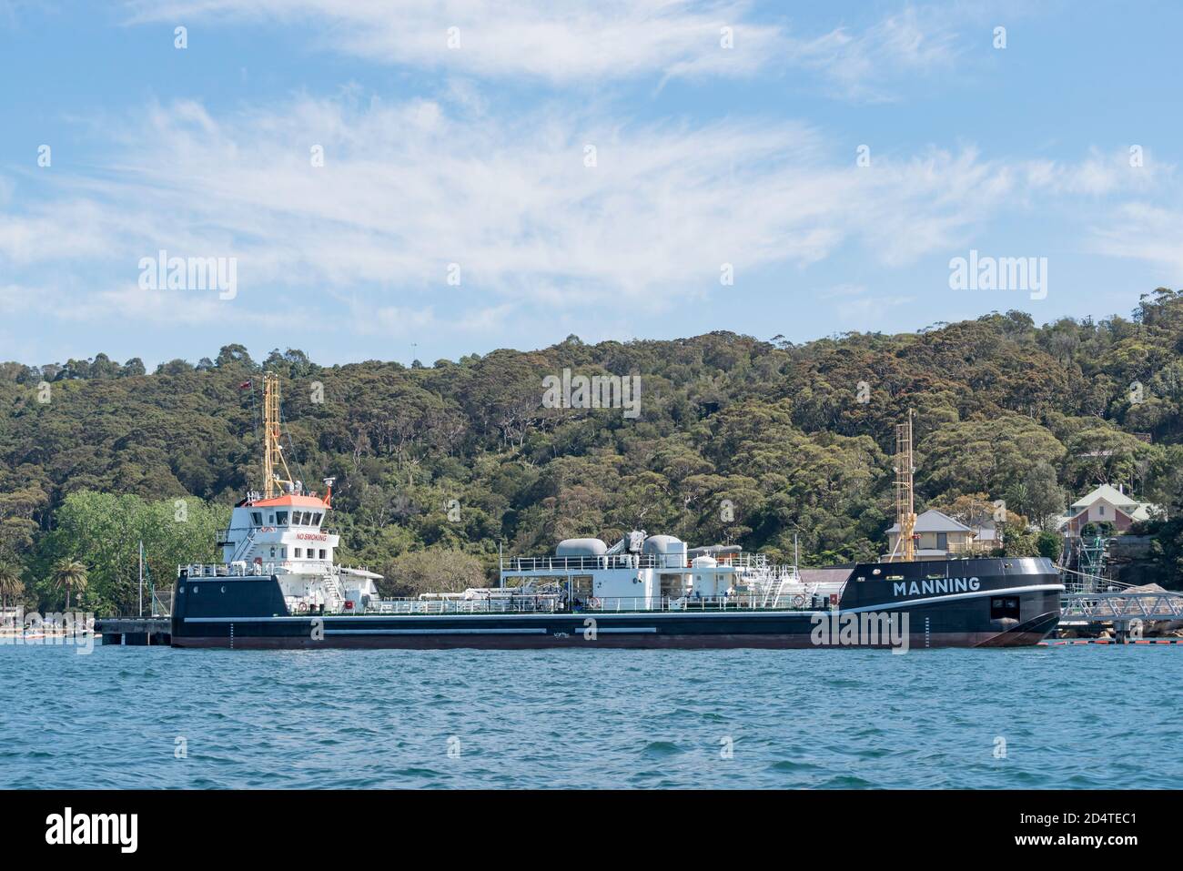 At a ships refueling point at Georges Head in Sydney Harbour, Australia ...