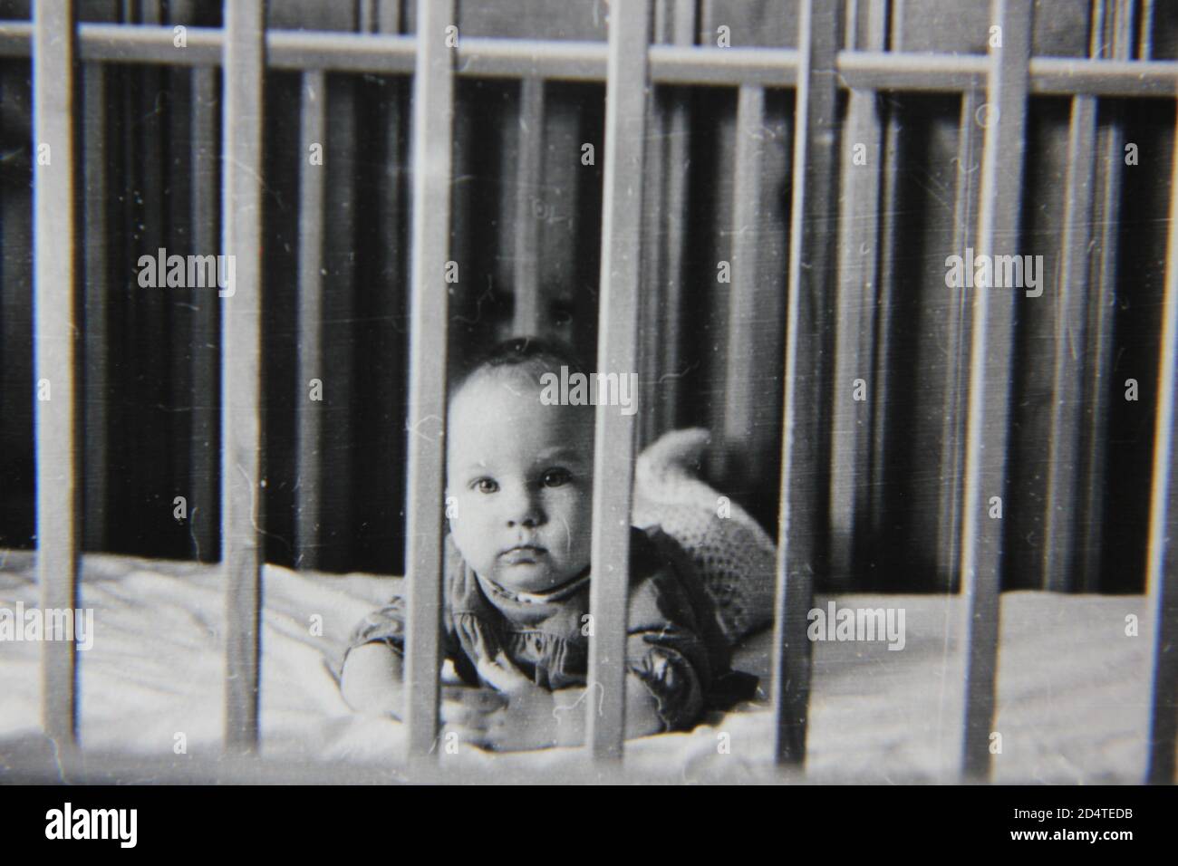 Fine 1970s vintage black and white photography of a super cute baby ...