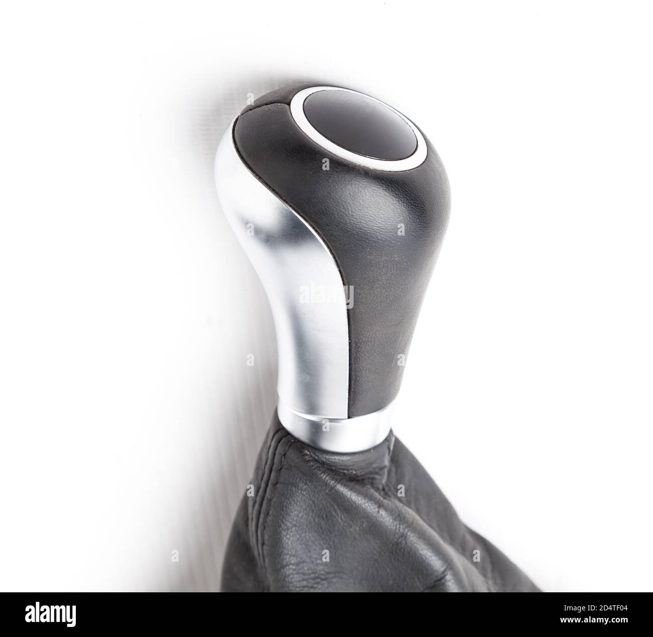 Control panel gear lever with genuine leather elements and black chrome ...