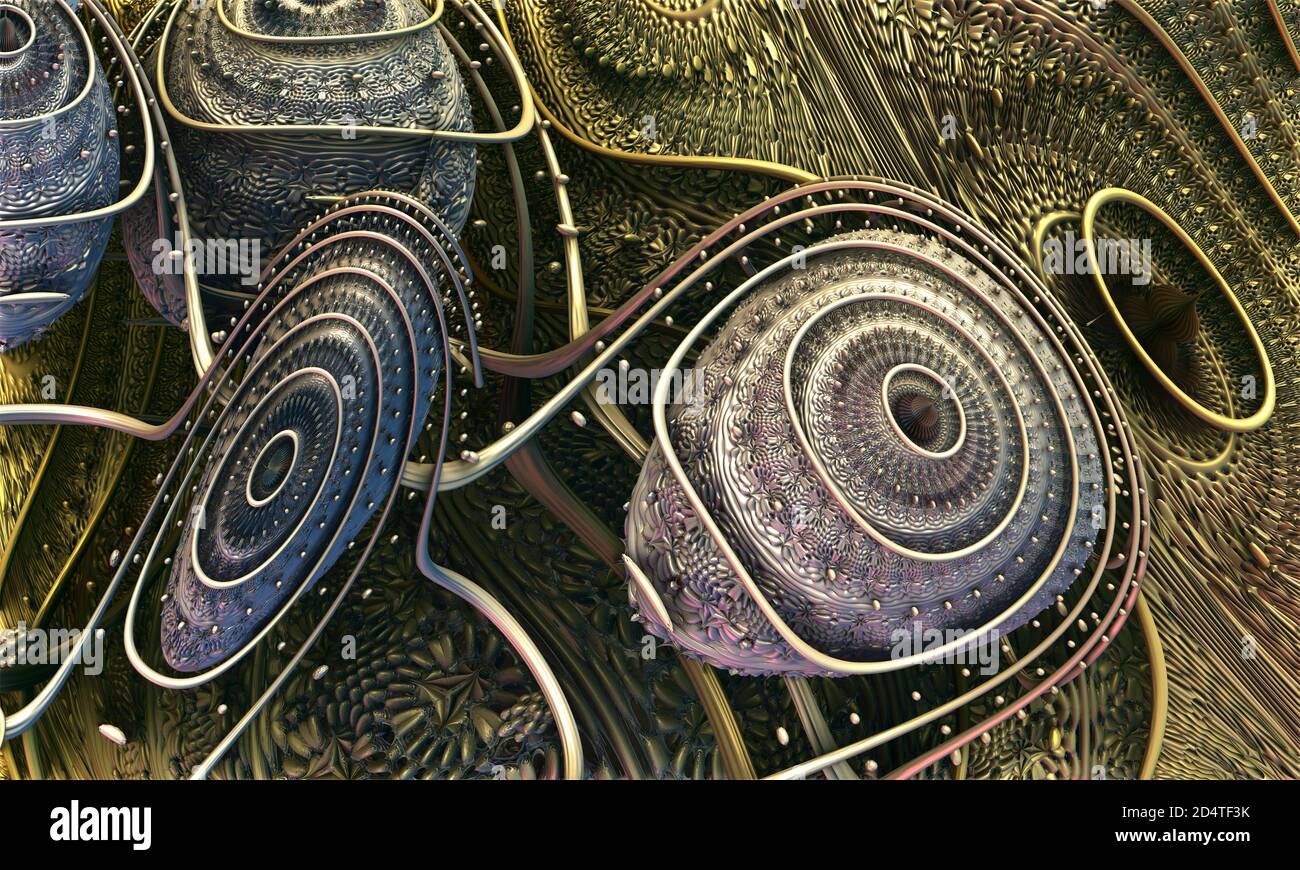 Abstract background 3D, fantastic gold structures, interesting ...