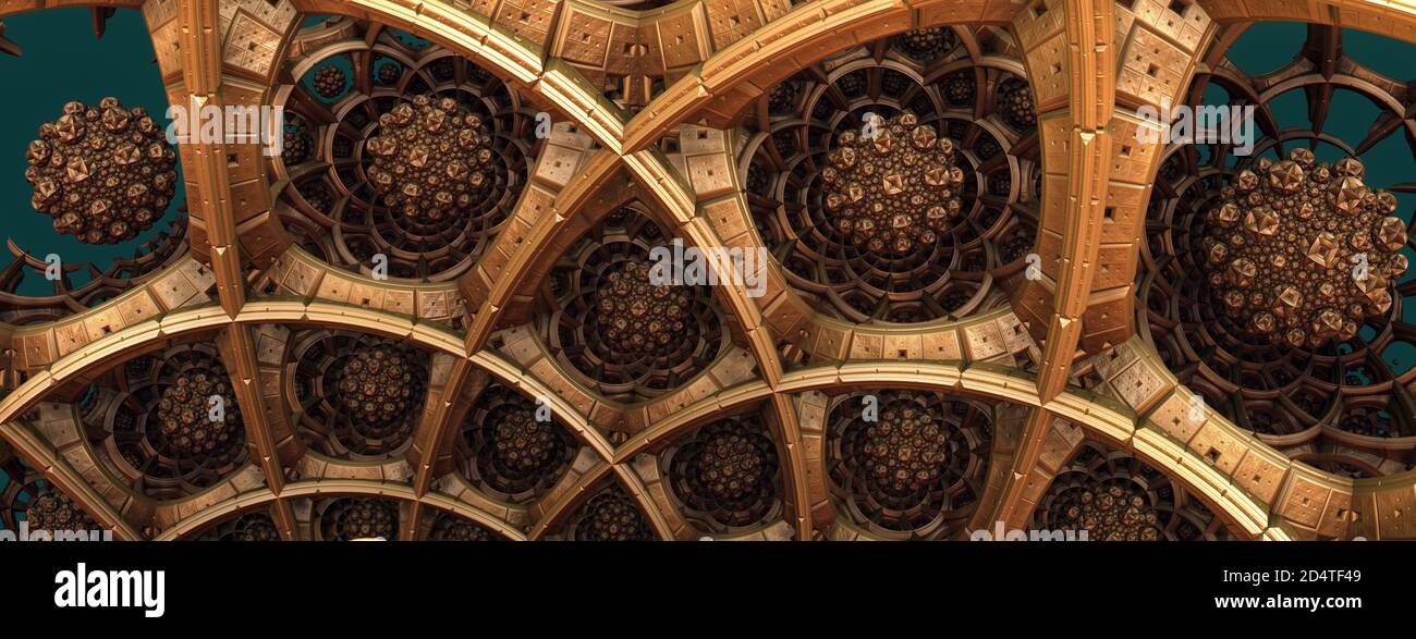 Abstract background 3D, fantastic ancient civilization architecture ...