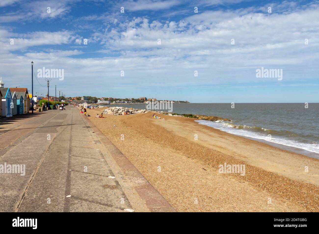 View along the beach close and promenade at Felixstowe, Suffolk, UK ...